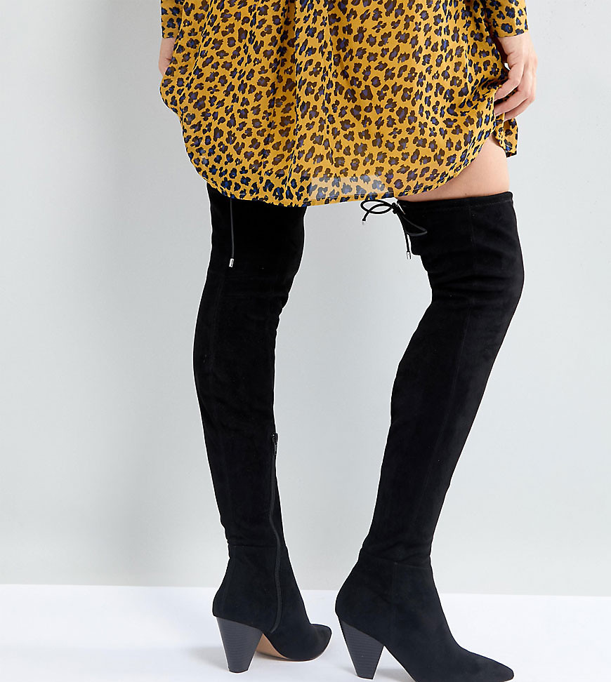 ASOS KAYLEE Cone Heel Over The Knee Boots – Black – Trendization