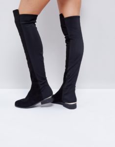 ASOS KNIGHT Stretch Over The Knee Boots – Black – Trendization