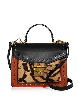 Mcm Patricia Small Leather & Leopard Print Calf Hair Satchel – Trendization